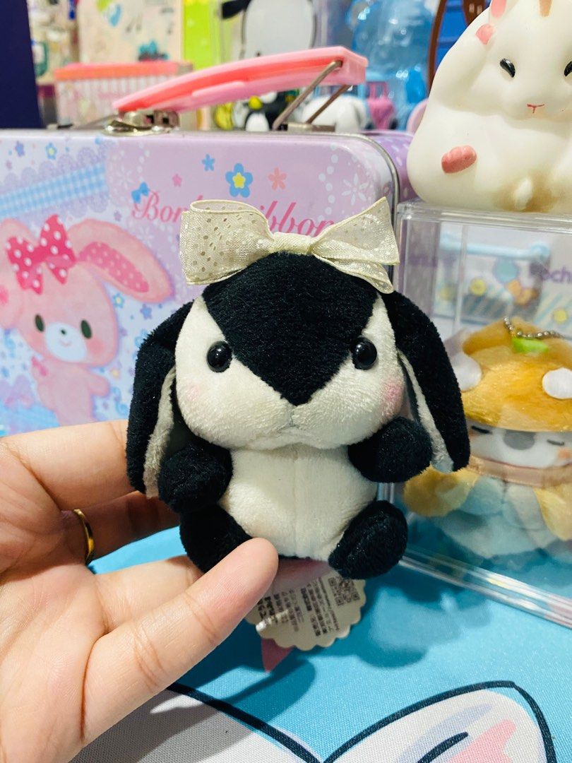 black and white amuse loopy bunny charm plush, Hobbies & Toys, Toys ...