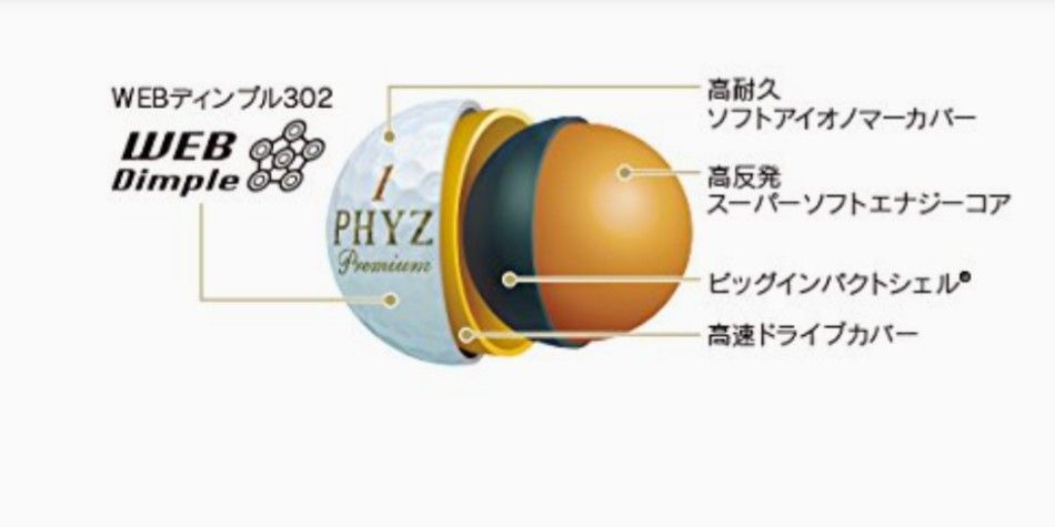 Bridgestone PHYZ Premium Golf Balls, 1 Dozen (Pack of 12balls), Gold Pearl PMGX, Sports ...