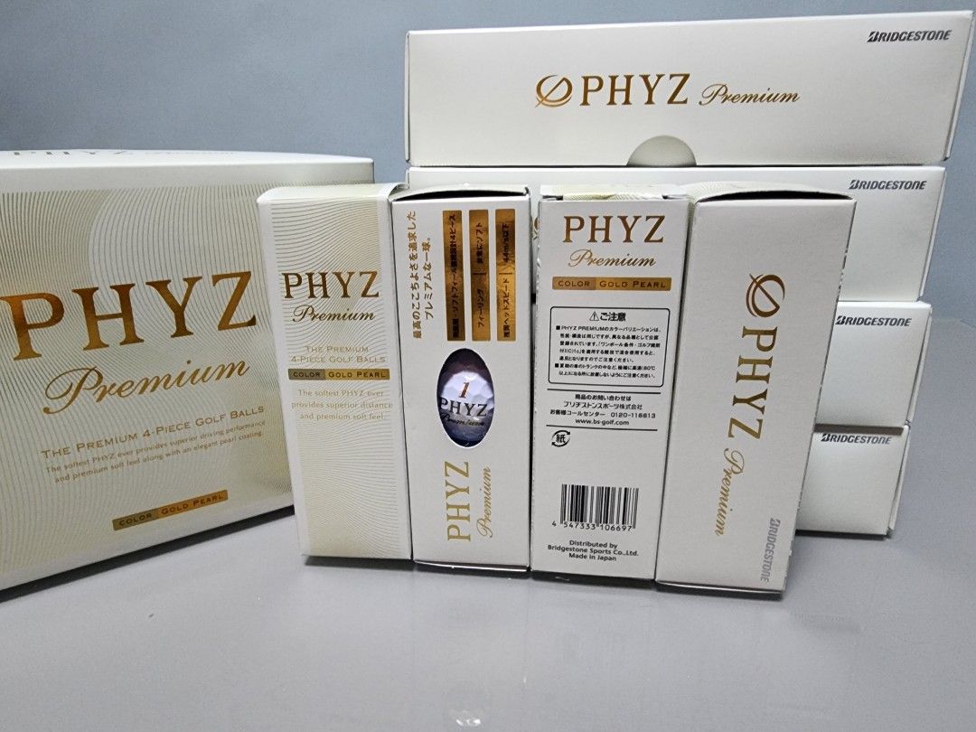 Bridgestone PHYZ Premium Golf Balls, 1 Dozen (Pack of 12balls), Gold Pearl PMGX, Sports ...