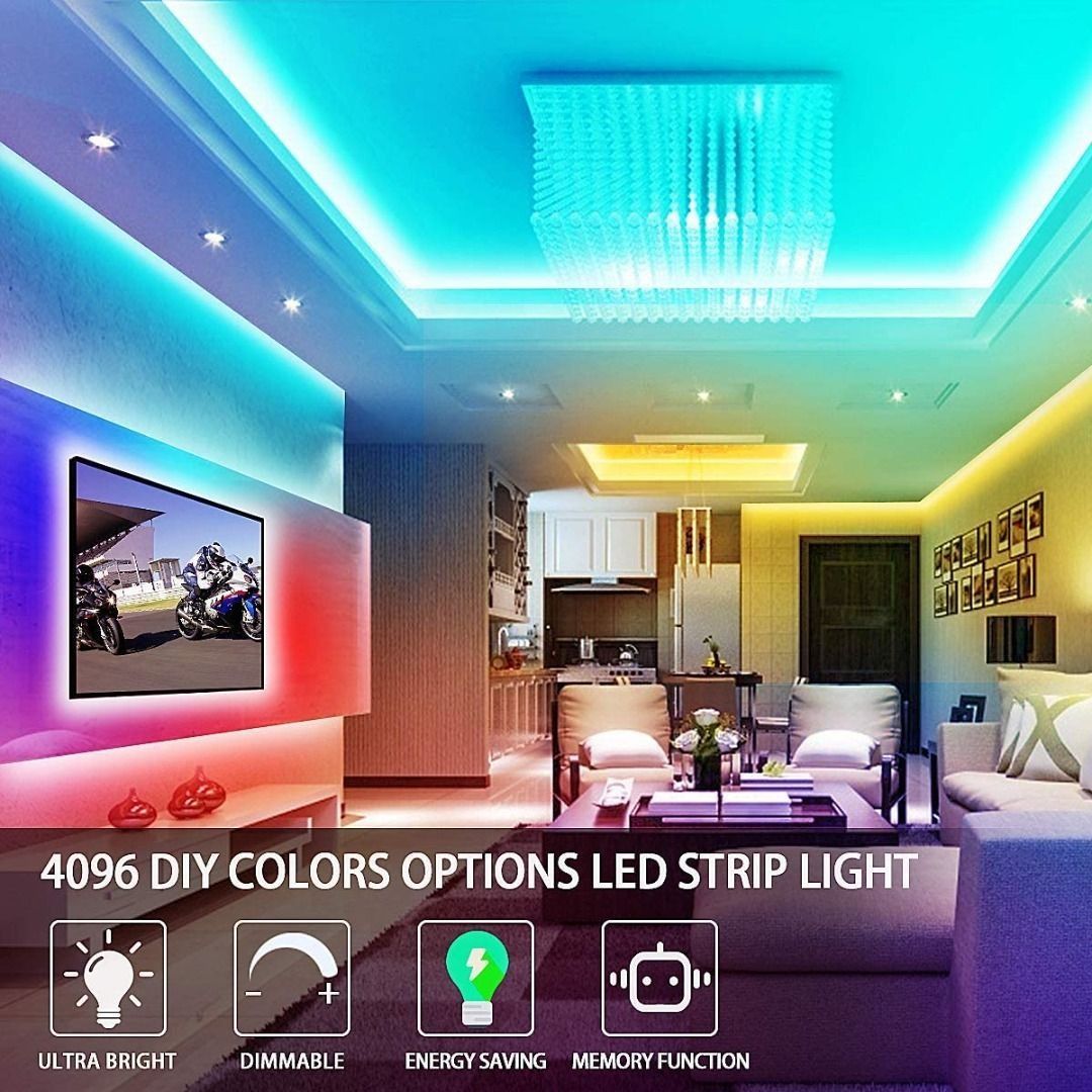 [C0310] RGB LED Strip Lights 5m, Bright 4096 DIY Colors Rope Lights ...
