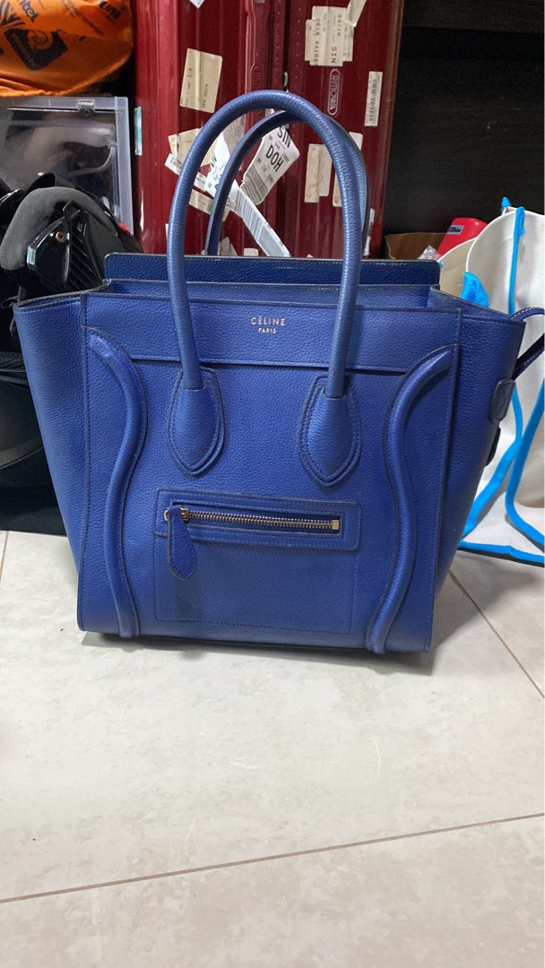 Celine Mini Luggage Blue, Luxury, Bags & Wallets on Carousell