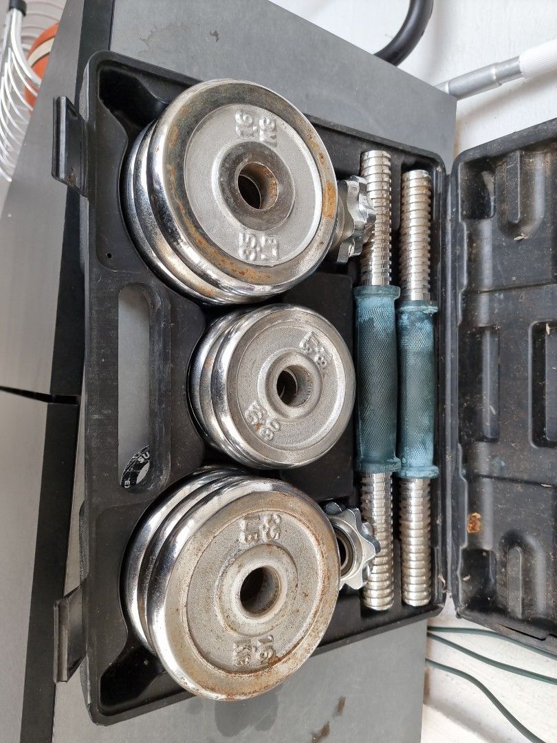 Chrome dumbbell set, Sports Equipment, Exercise & Fitness, Weights ...