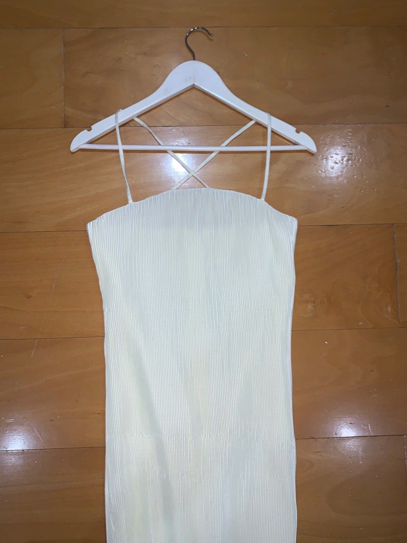 Claude white silk electropleated dress, Women's Fashion, Dresses & Sets ...