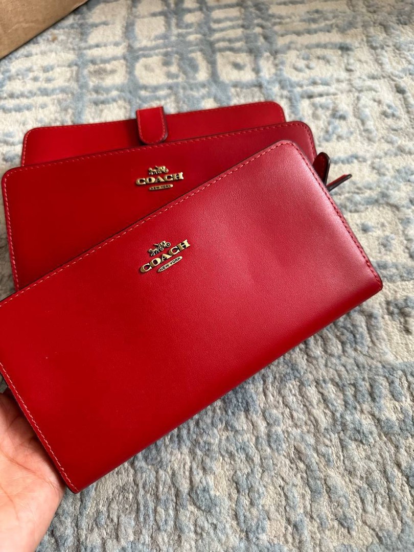 Coach Skinny wallet in Sport Red, Luxury, Bags & Wallets on Carousell