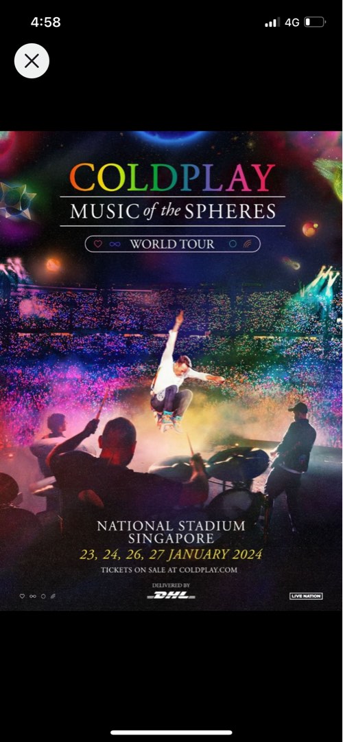 Coldplay cat4 x2 | 26jan 2024 (Friday), Tickets & Vouchers, Event ...