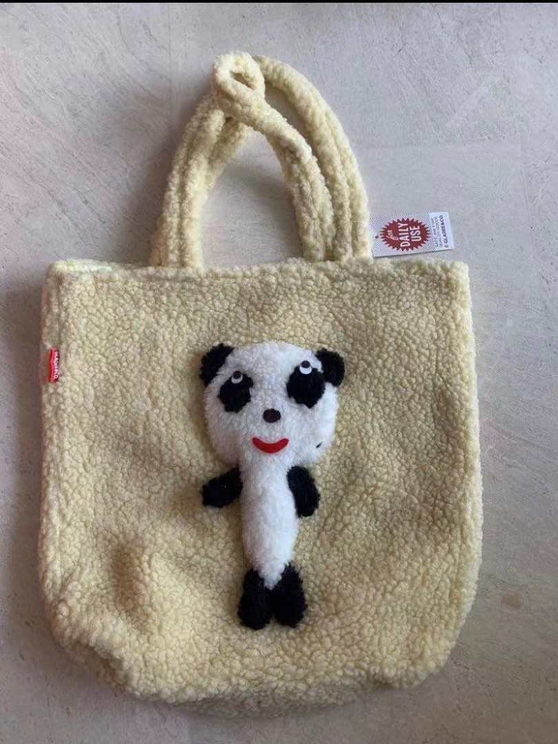 Cute Panda Furry Tote Bag, Women's Fashion, Bags & Wallets, Tote Bags ...