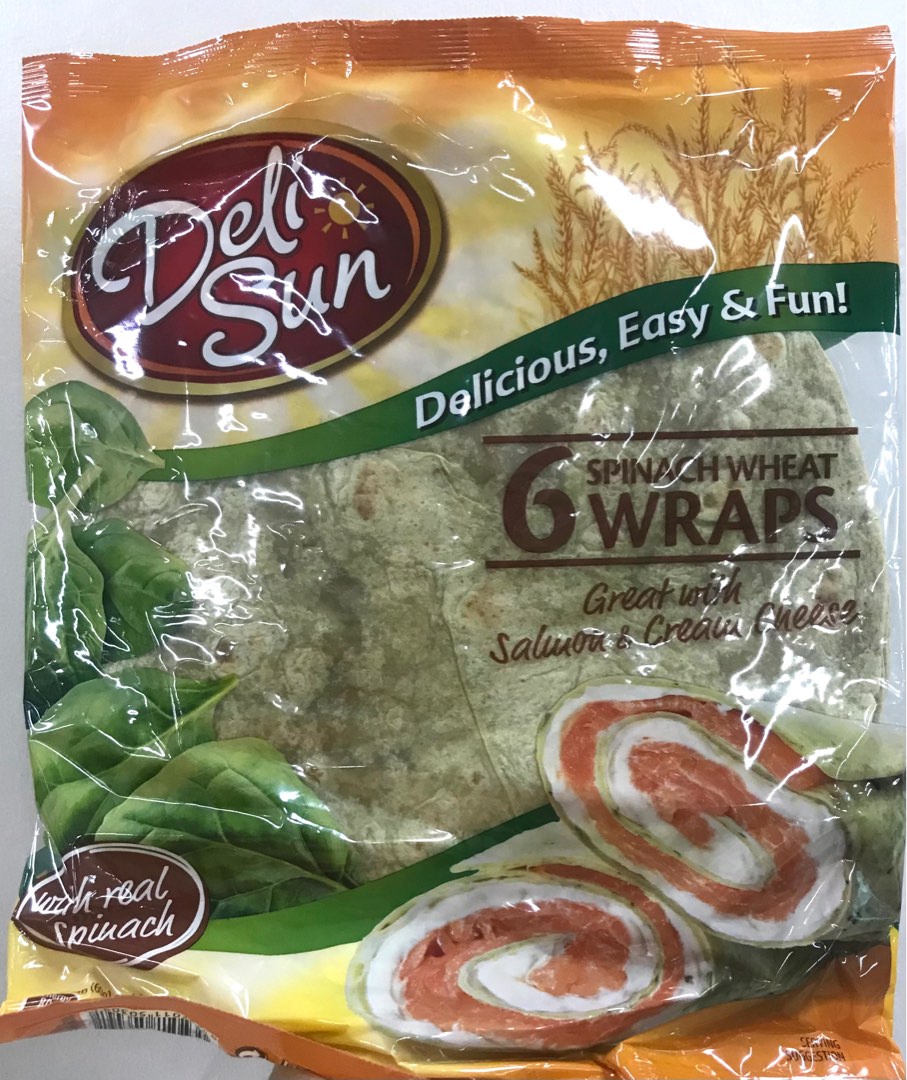 Deli Sun Spinach Wheat Wraps (6 Wraps ) 360g Great for Salmon & Cream ...