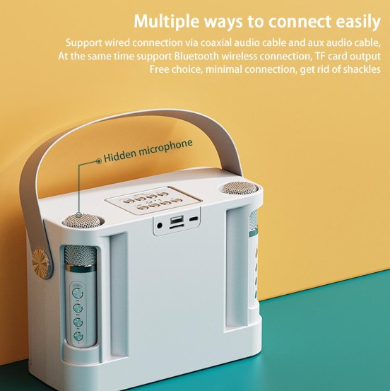 DSKT Ys-219 Karaoke Machine Speaker System With 2 Microphones Portable ...