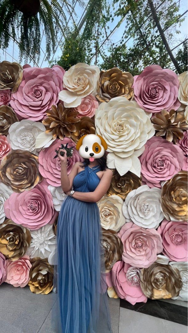 dusty blue infinity tulle dress on Carousell