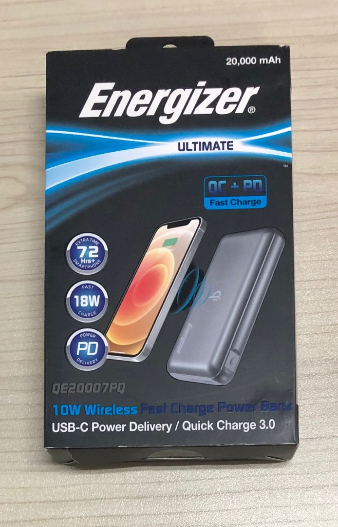 Energizer QE20007PQ 20,000mAh USB-C Wireless Fast Charging Power Bank ...
