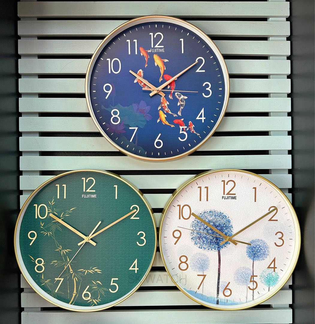 FUJITIME Wallclock / Simple Wallclock / Koi Fish Wallclock / Bamboo ...