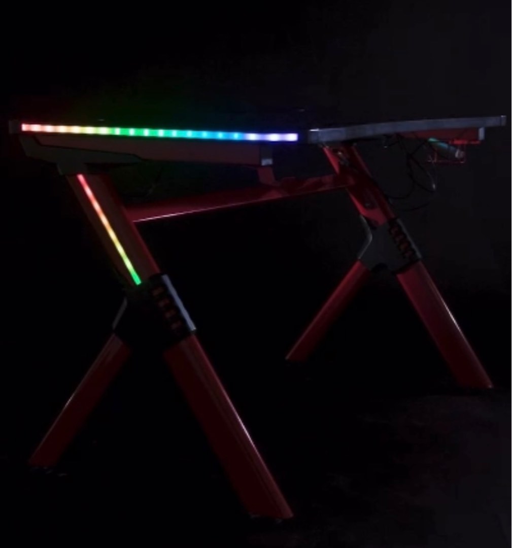 Gaming Desk with RGB Frame (in black), Furniture & Home Living ...
