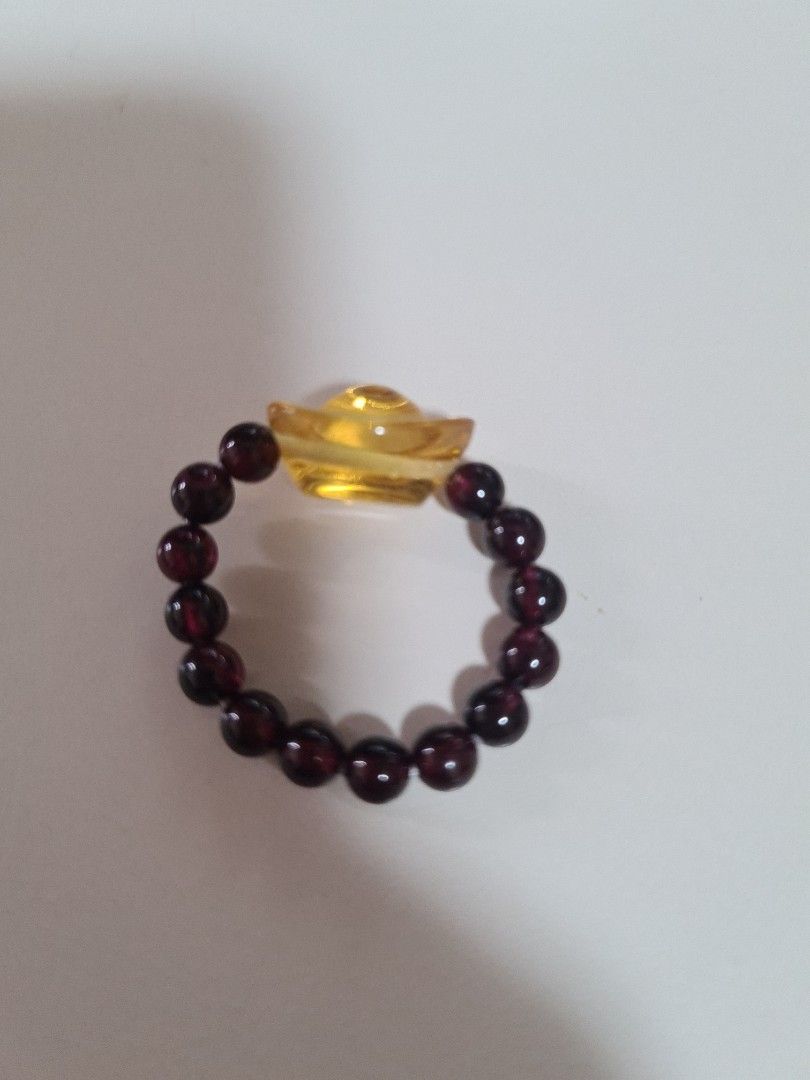 Gold ingot crystal ring garnet, Women's Fashion, Jewelry & Organisers ...