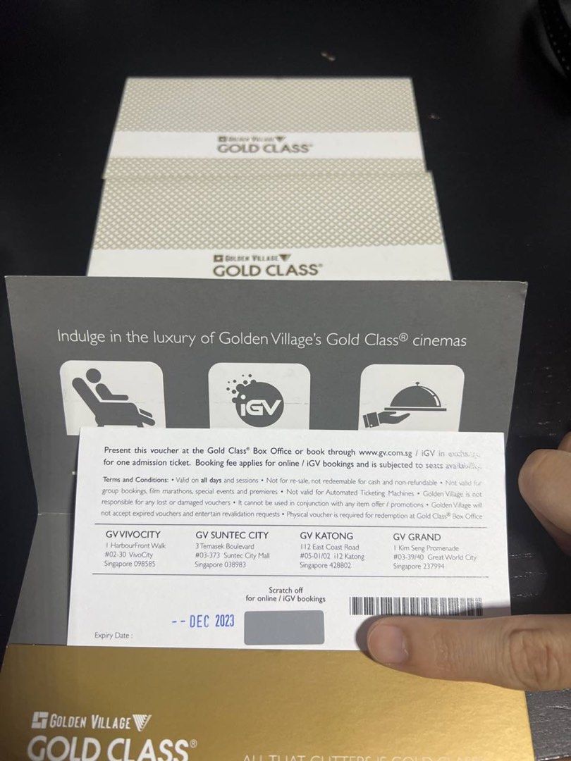 Golden Village Gold Class Tickets, Tickets & Vouchers, Vouchers on ...