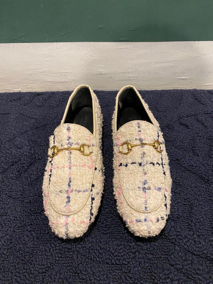 Gucci jordaan tweed loafers on Carousell