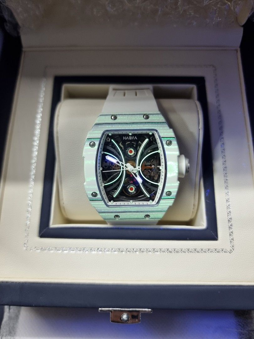 Haofa Skeleton Automatic Watch NTPT Carbon Fibre Bezel 80 Hour Power ...