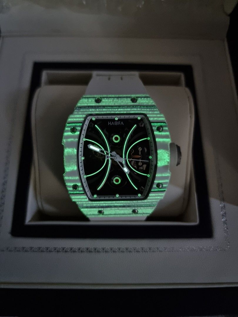 Haofa Skeleton Automatic Watch NTPT Carbon Fibre Bezel 80 Hour Power ...