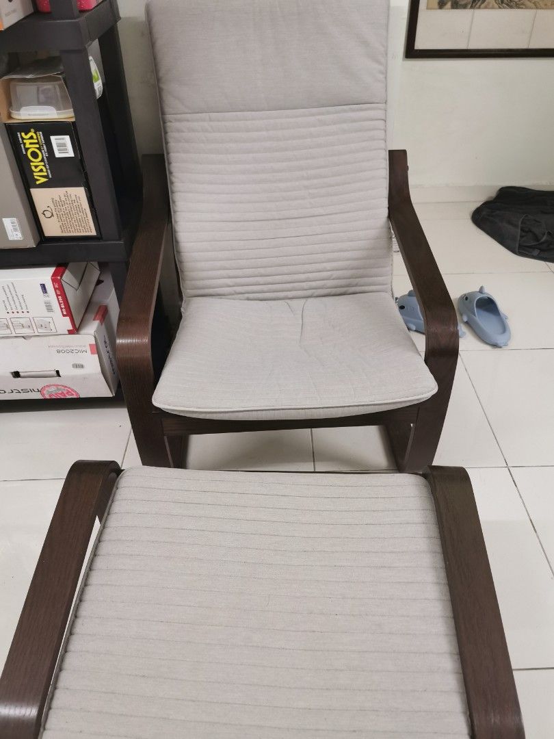 Ikea Poang Chair and footstool, Furniture & Home Living, Furniture ...
