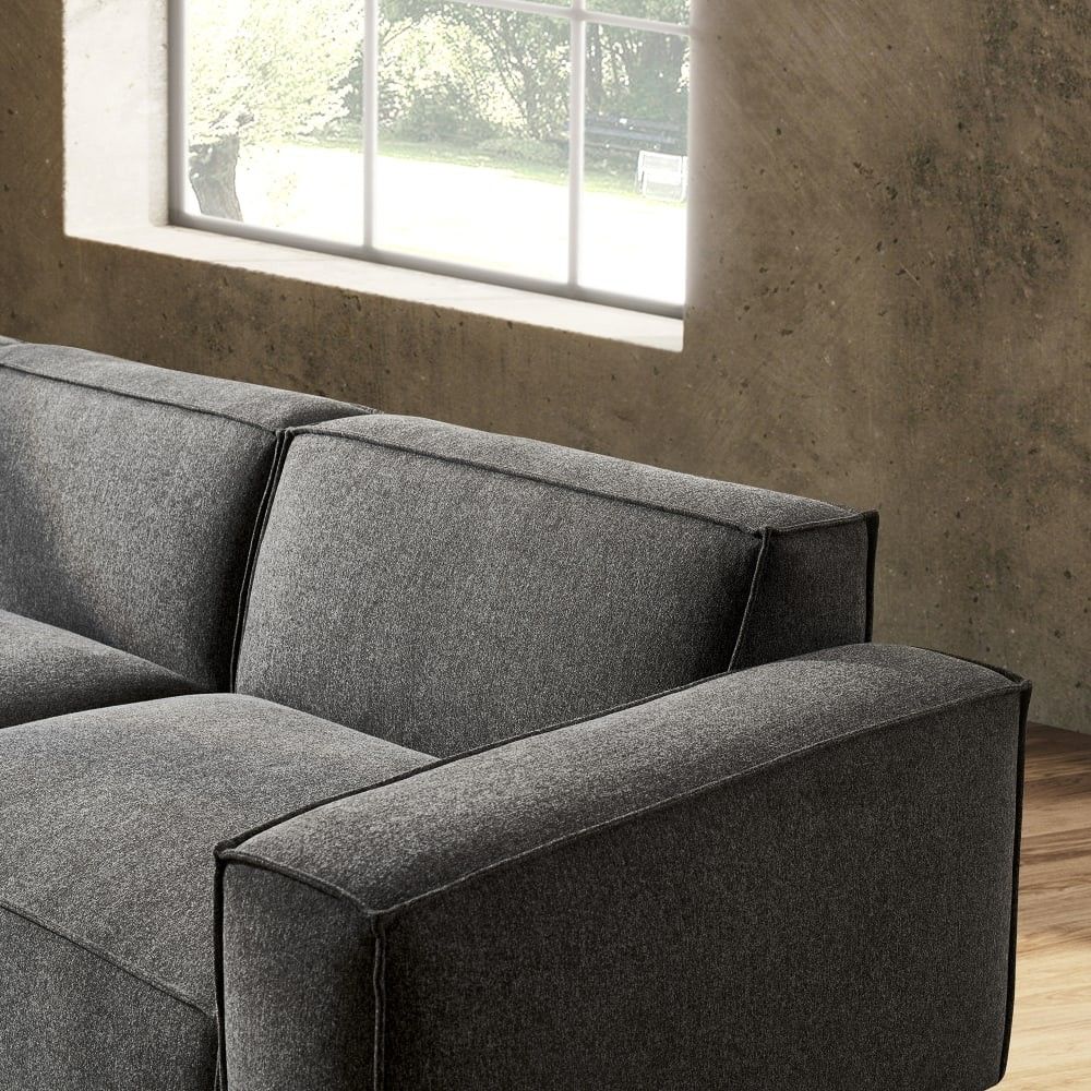 Castlery Jonathan Extended Sofa with Ottoman Dark Granite Fabric ...