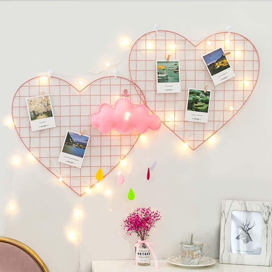 KAISON Pink Metal Wall Grid Frame, Furniture & Home Living, Home Decor ...