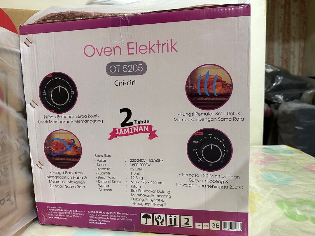 Khind 52L Electric Oven OT5205, TV & Home Appliances, Kitchen ...