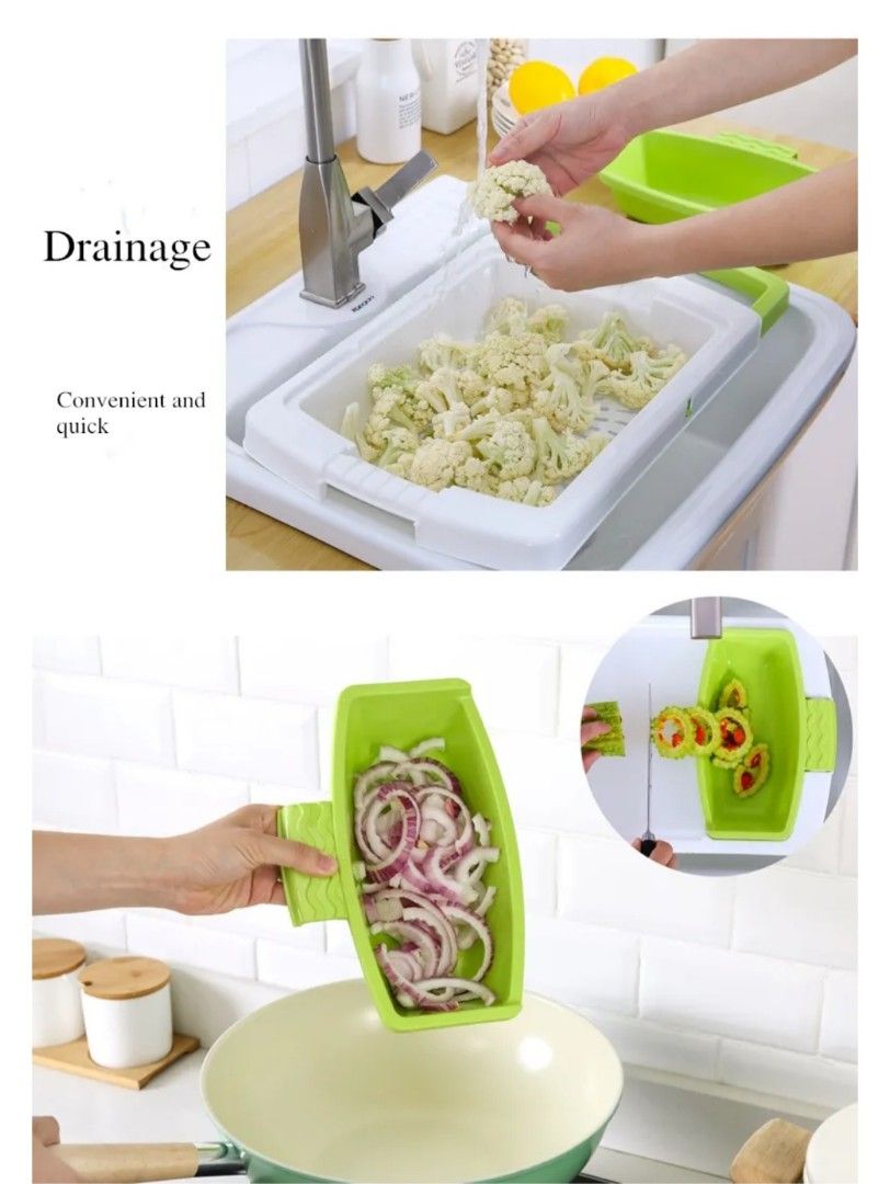 Kitchen sink multifunction cutting board 3 in 1 removable basket ...