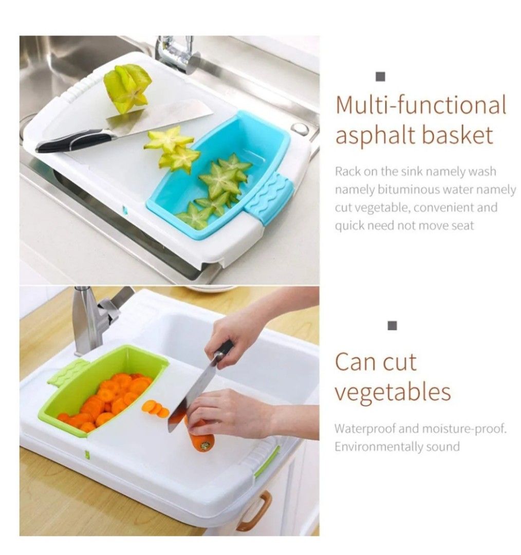 Kitchen sink multifunction cutting board 3 in 1 removable basket ...