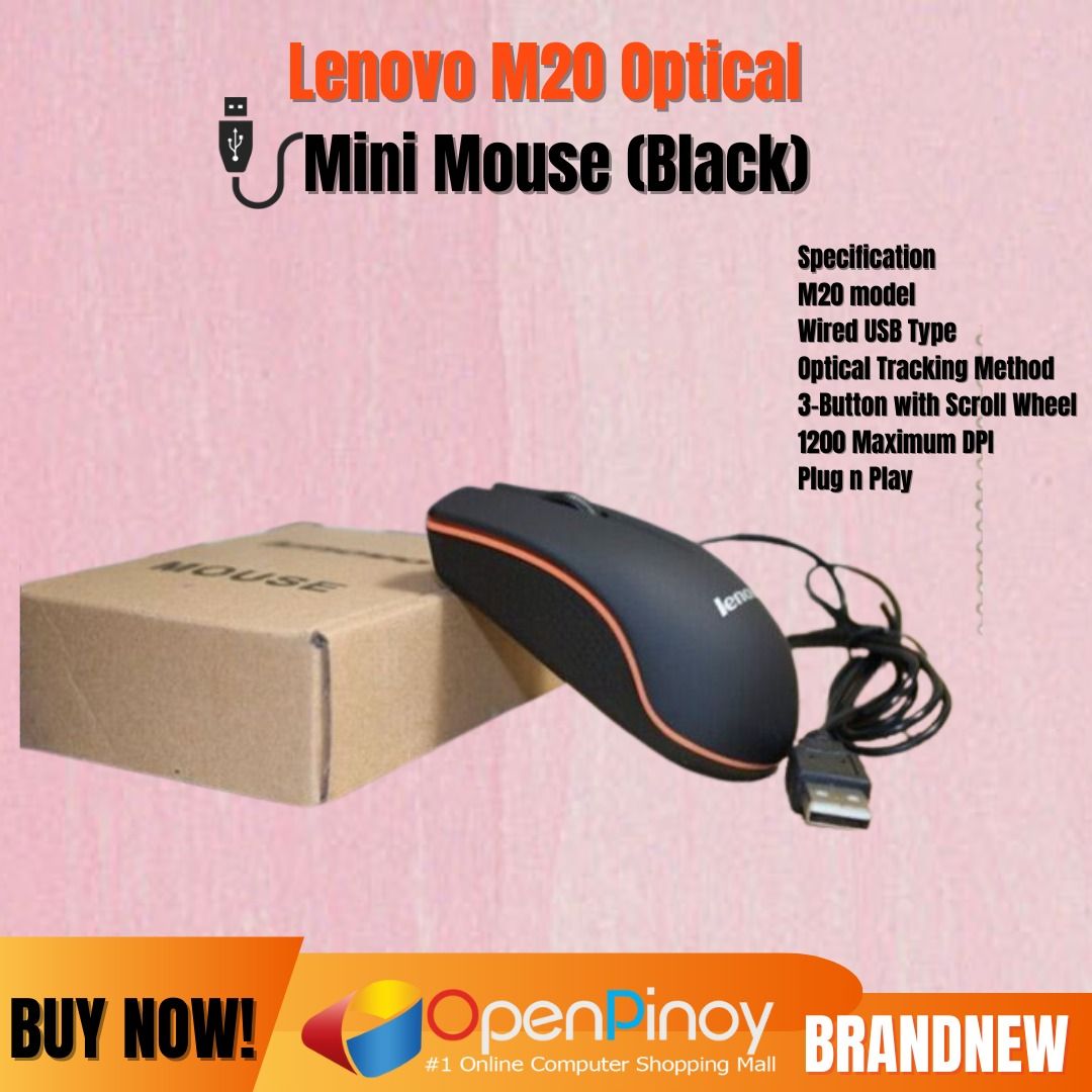 Lenovo M20 Optical Mini Mouse (Black) on Carousell