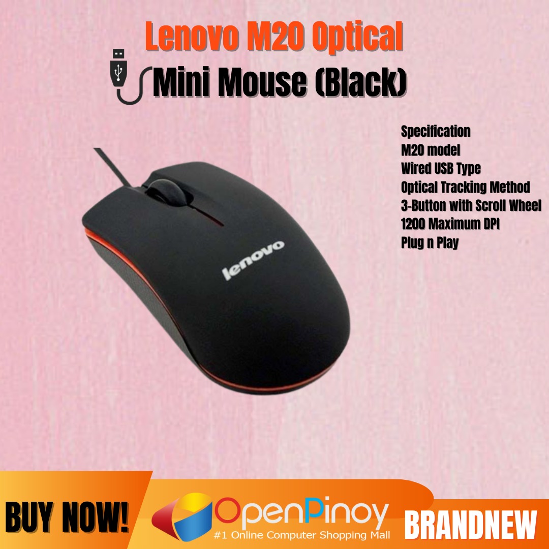 Lenovo M20 Optical Mini Mouse (Black) on Carousell