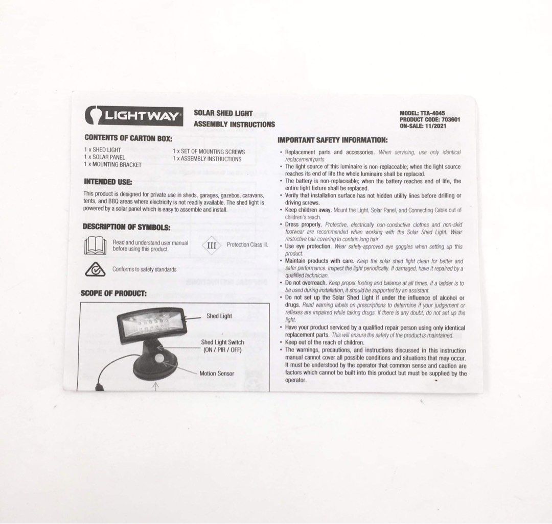 LIGHTWAY SOLAR Shed Light, Furniture & Home Living, Lighting & Fans ...