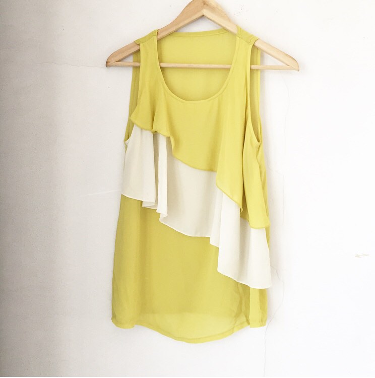 Lime Yellow Top, Fesyen Wanita, Pakaian Wanita, Atasan di Carousell