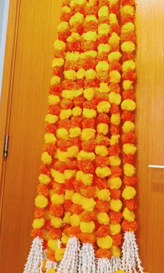 Marigold flower string, Furniture & Home Living, Home Decor, Artificial ...