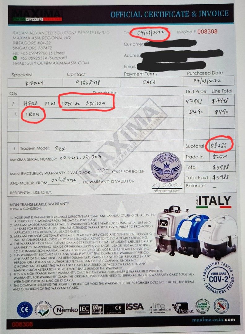 Maxima Steam Vacuum (Hera Plus Special Edition with Iron), TV & Home Appliances, Vacuum Cleaner ...