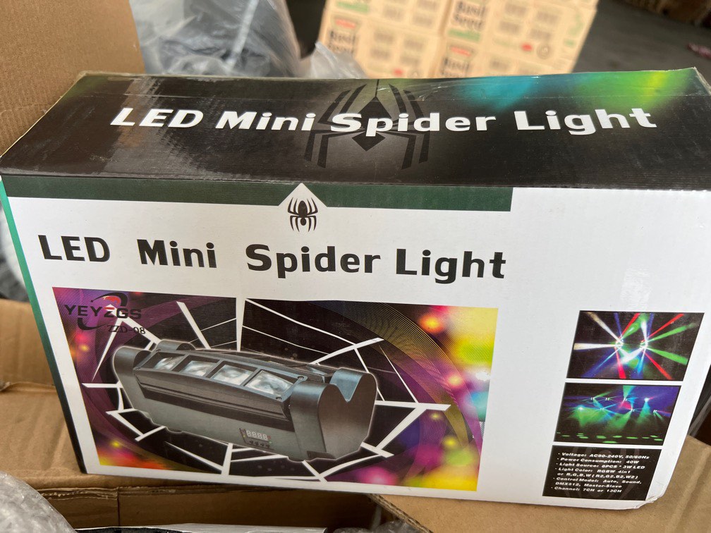 Mini Spider 8 x 3W RGBW, LED DMX 512 Dual Sweeper Pulse Strobe Effect ...