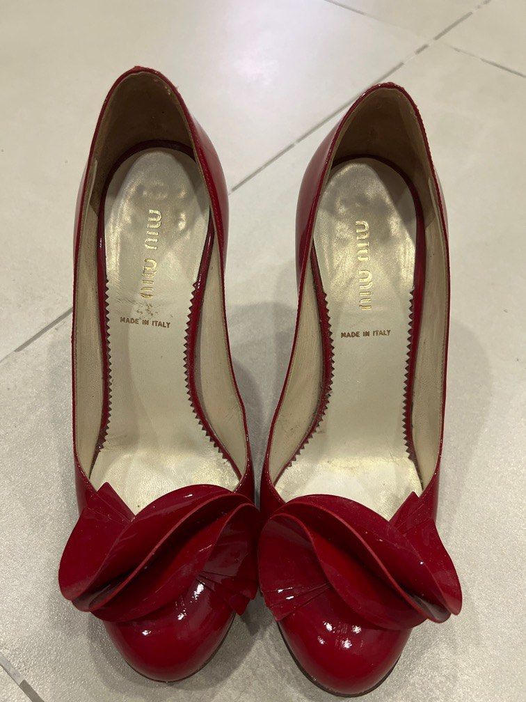 Miu Miu Red Heels, Luxury, Sneakers & Footwear on Carousell