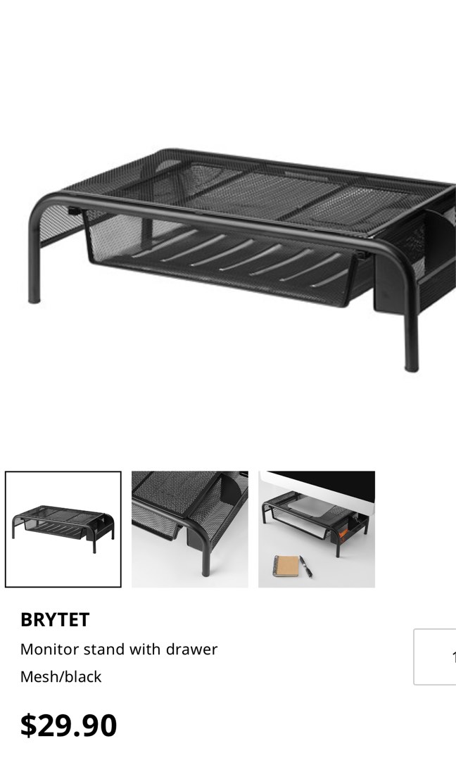Monitor stand with drawer - BRYTET IKEA, Furniture & Home Living, Home ...