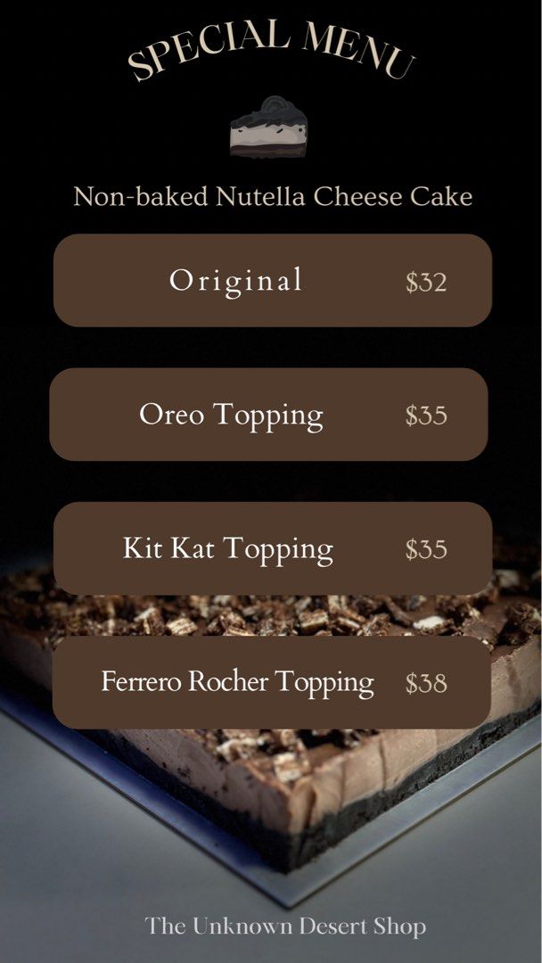 Non Baked Nutella Cheese Cake, Food & Drinks, Homemade Bakes on Carousell