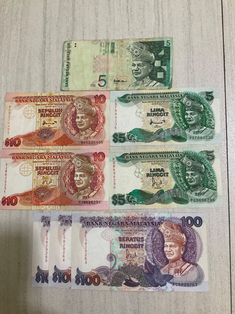Old Malaysia 5, 10 and 100 ringgit notes, Hobbies & Toys, Memorabilia ...