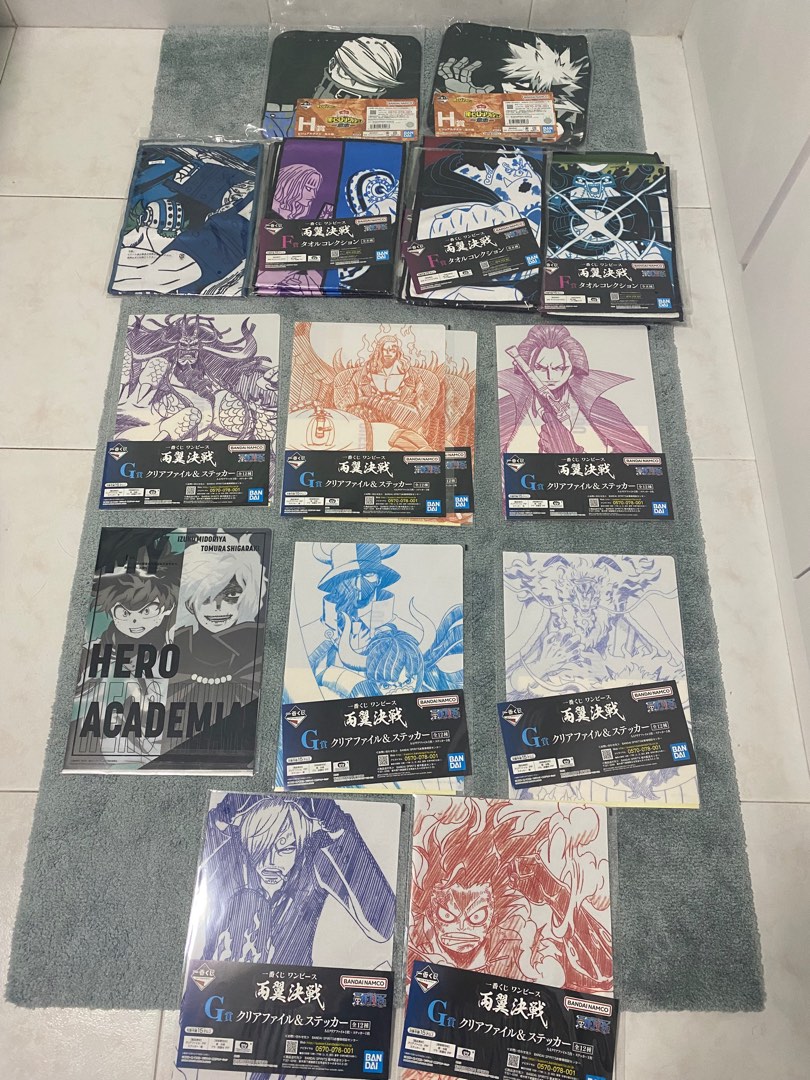 One piece and MHA file and towels, Hobbies & Toys, Stationery & Craft ...
