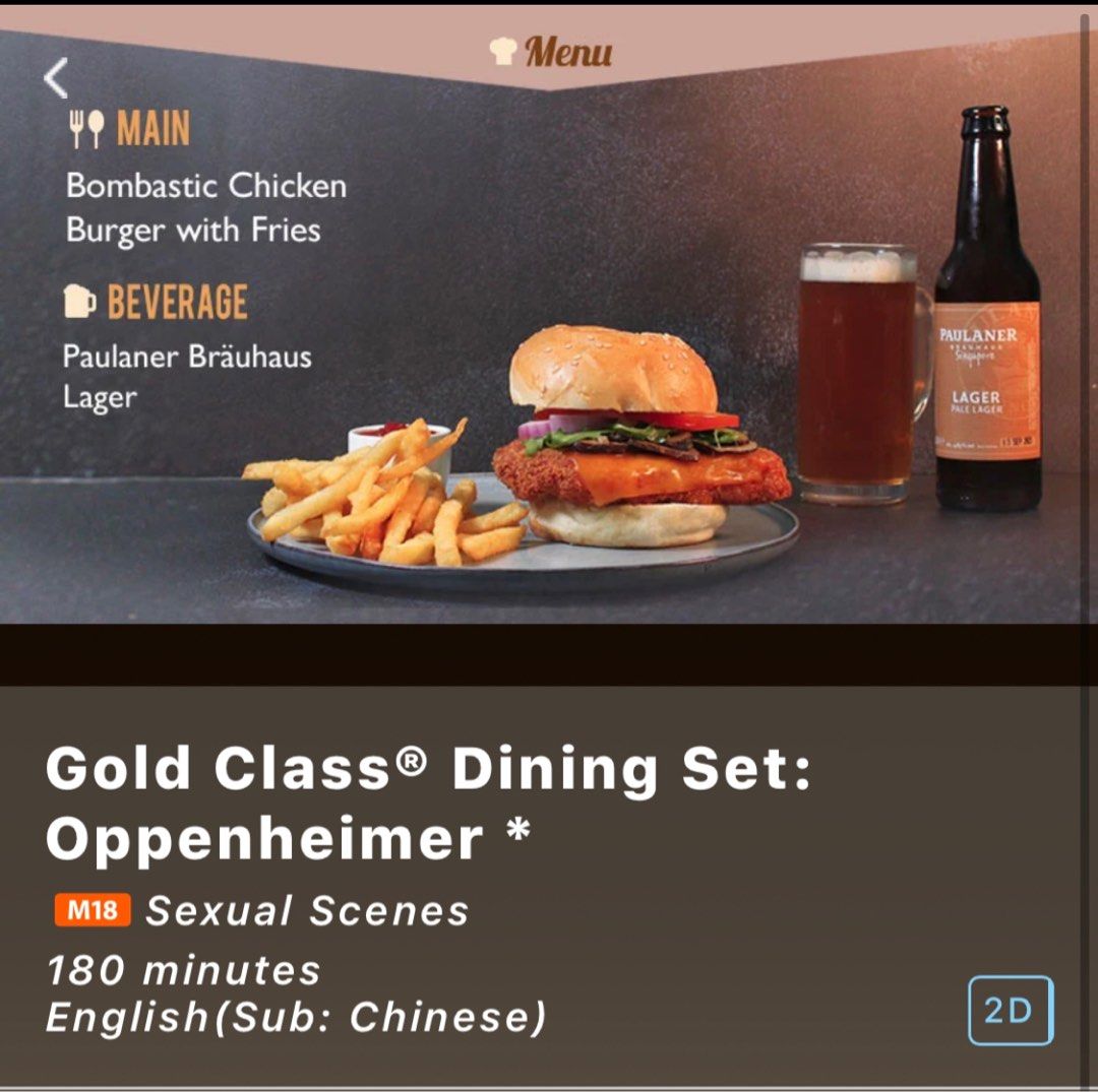 Oppenheimer 22 July (GV Vivo Gold Class Dinning Set), Tickets ...
