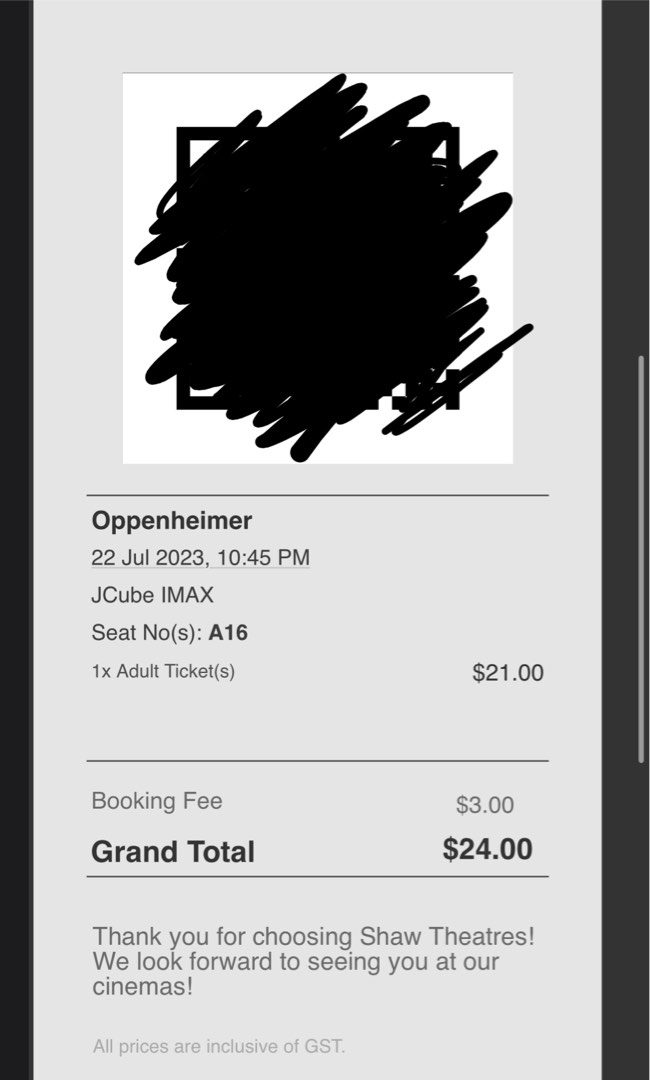 Oppenheimer IMAX ticket, Announcements on Carousell