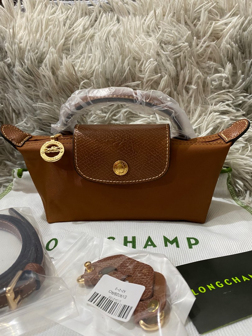 Original Longchamp Pouch/XS Mini with Sling in Cognac, Women's Fashion ...