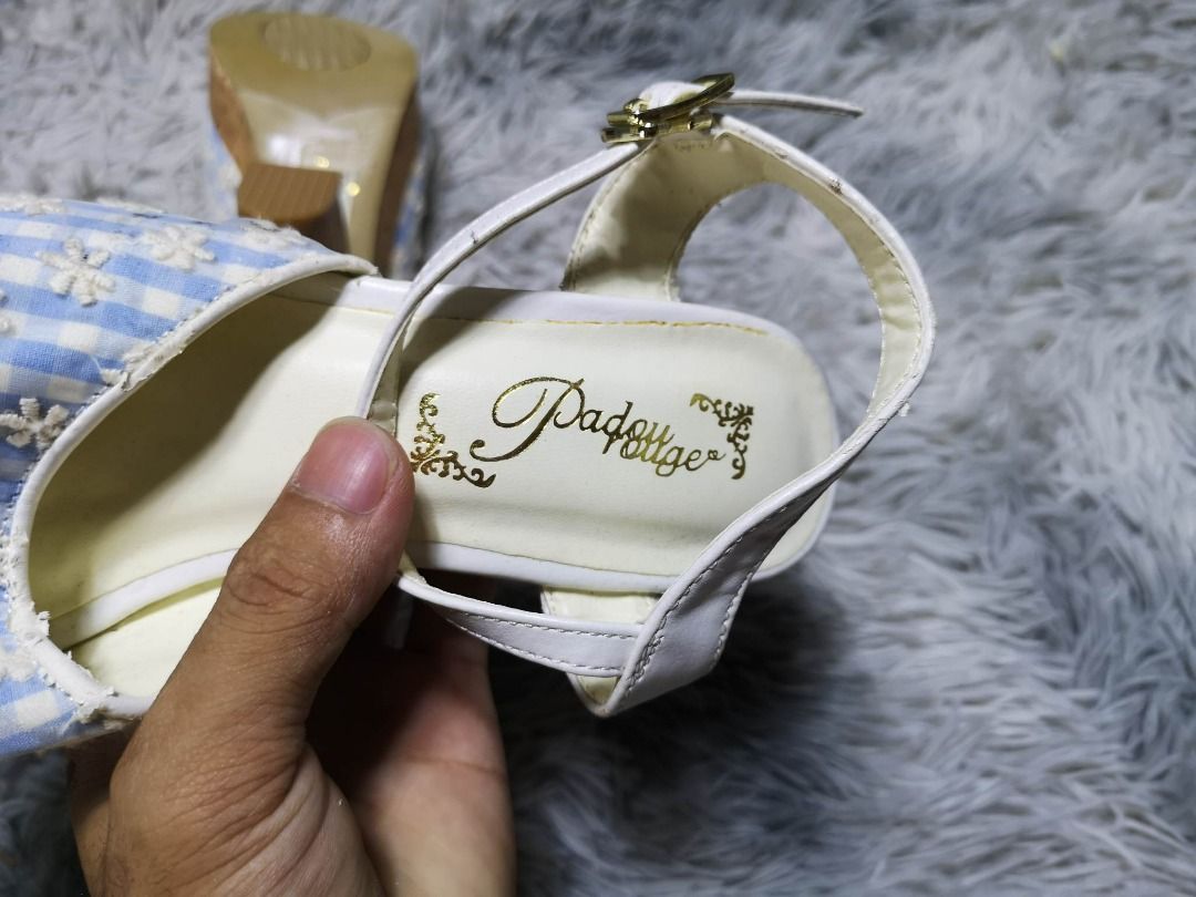 Padou Rouge Blue White Flower Wedge on Carousell