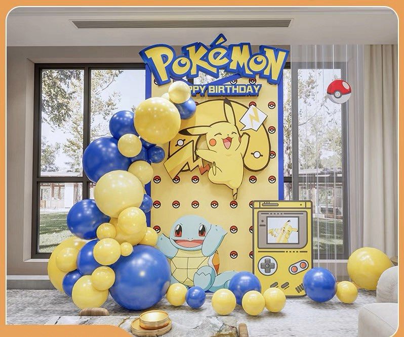 Pokemon pikachu backdrop birthday decoration, Hobbies & Toys ...