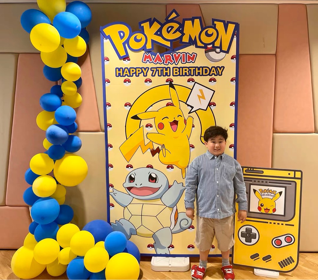 Pokemon pikachu backdrop birthday decoration, Hobbies & Toys ...