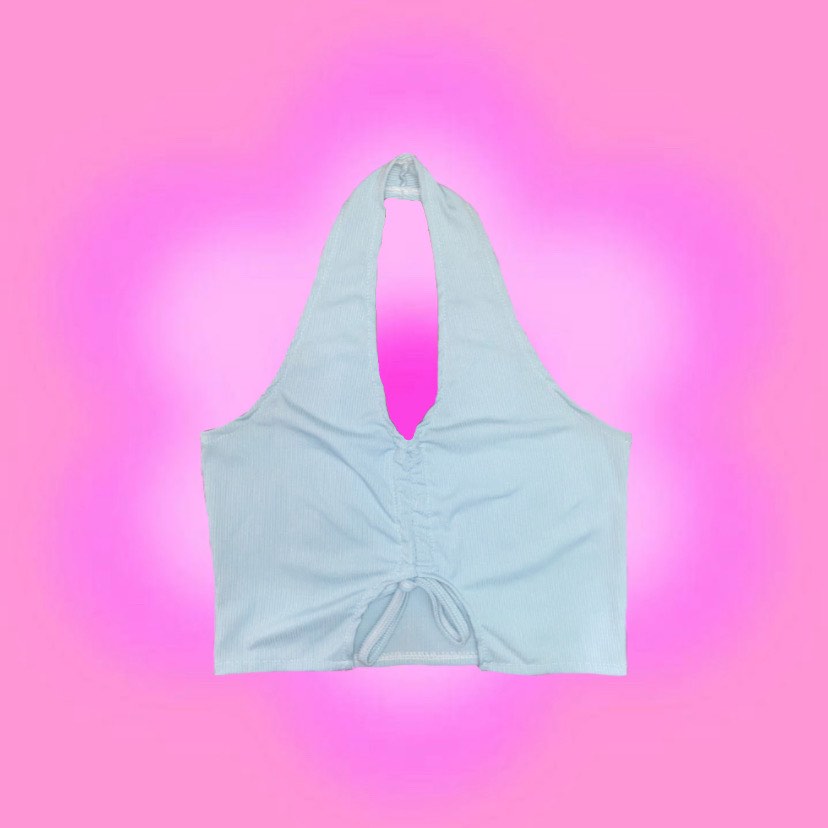 Powder Blue Halter Top, Women's Fashion, Tops, Sleeveless on Carousell