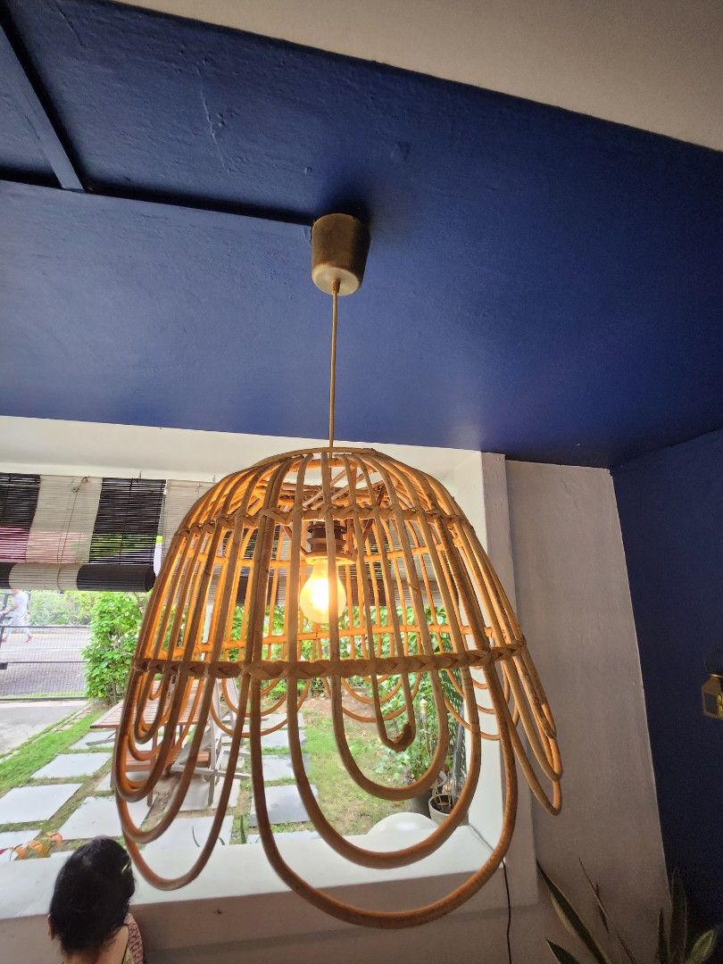 Ratan lamp frame, Furniture & Home Living, Lighting & Fans, Lighting on ...