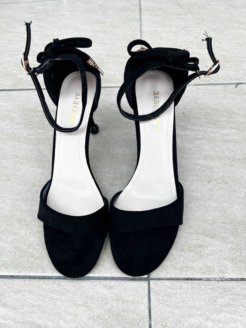 Ribbon black heels, Women's Fashion, Footwear, Heels on Carousell