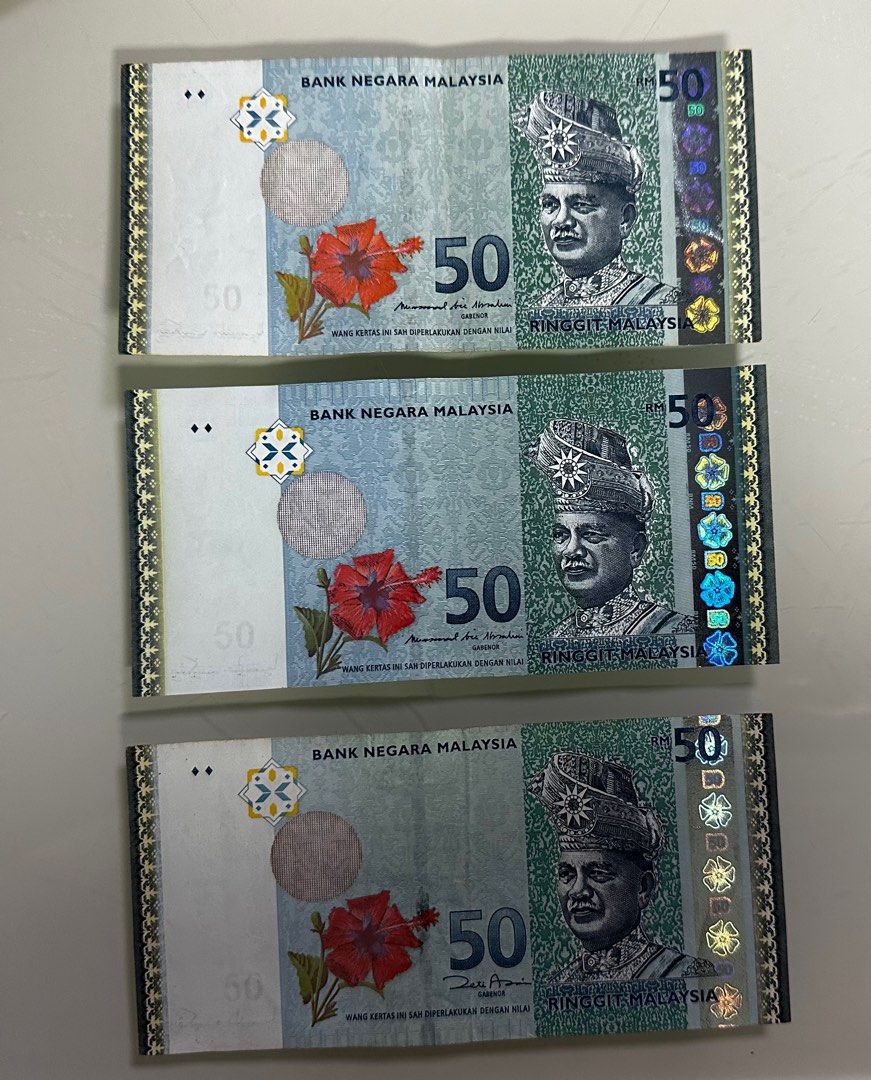 Ringgit malaysia rm50 each heavy serial number embossing, Hobbies ...