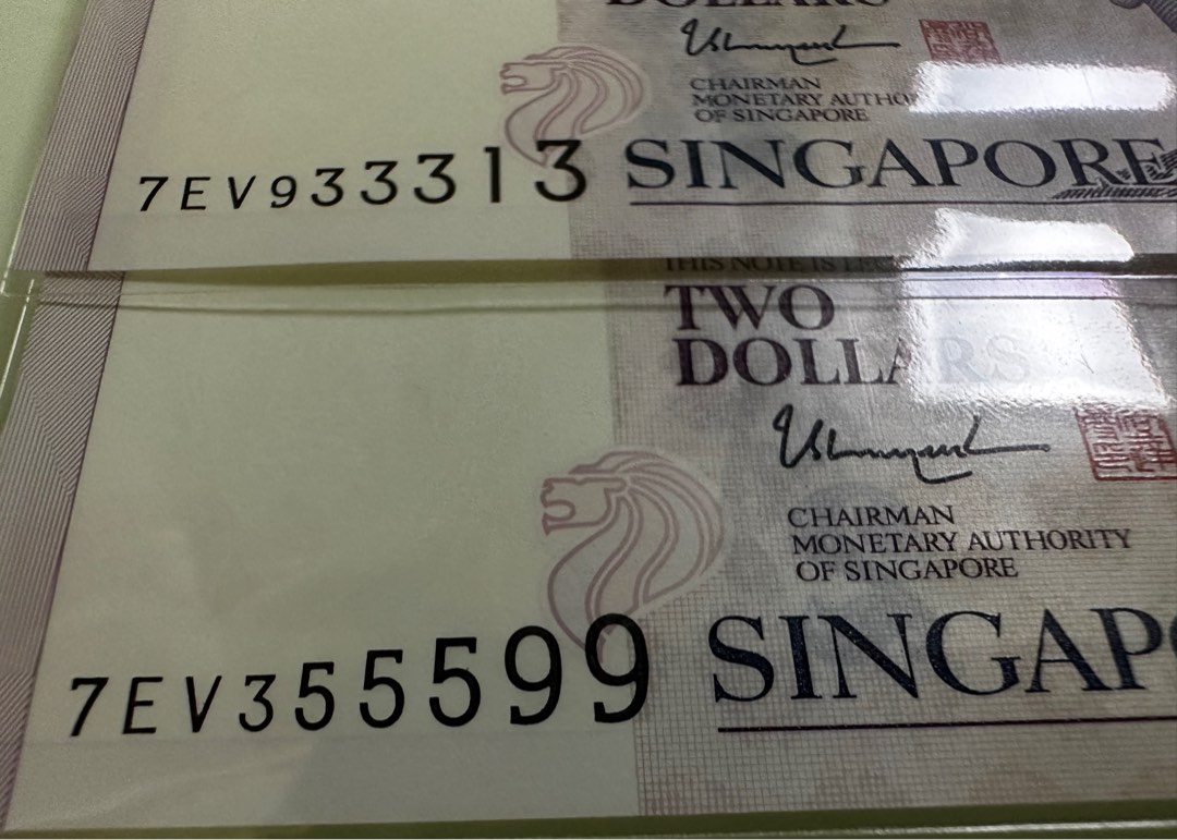 S$2 notes triple numbers lucky numbers, 555 and 333, Hobbies & Toys ...